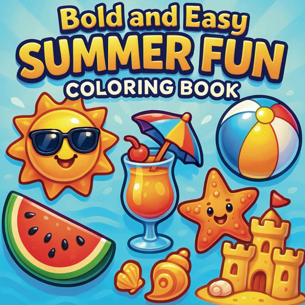 Bold and Easy Summer Fun Coloring Book: Summer Themed Coloring Pages W ...