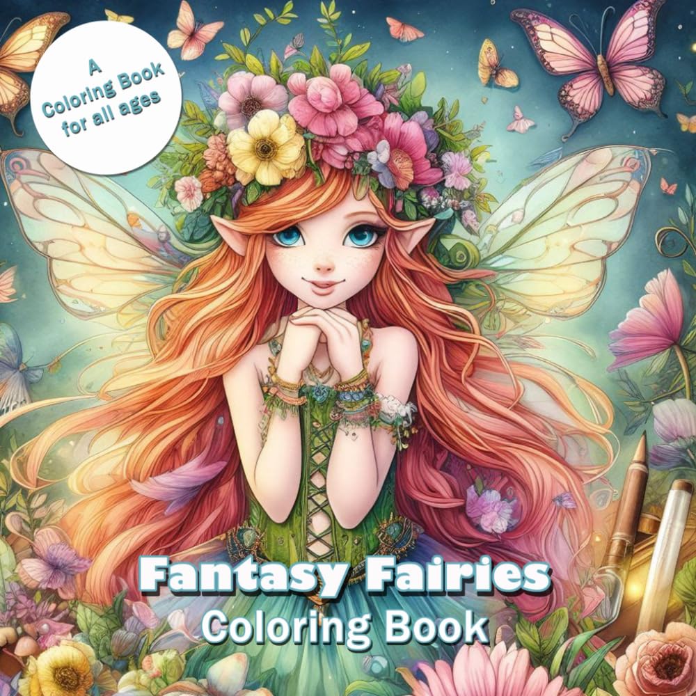 Fantasy Fairies Coloring Book: 8.5"x8.5" Whimsical Fairy Illustrations ...