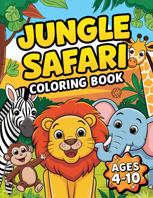 Jungle Safari Coloring Book for Kids: Fun and Cute Safari Animal Color ...