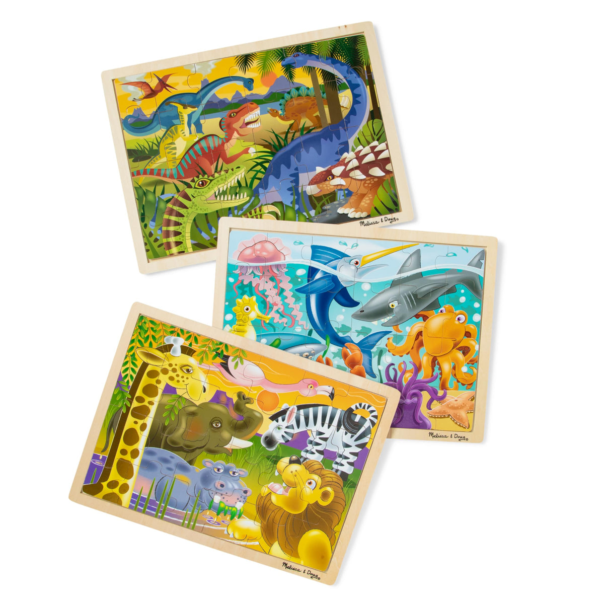 Melissa & Doug Jigsaw Puzzle Bundle (Dinosaur,Safari and Ocean) - Anim ...