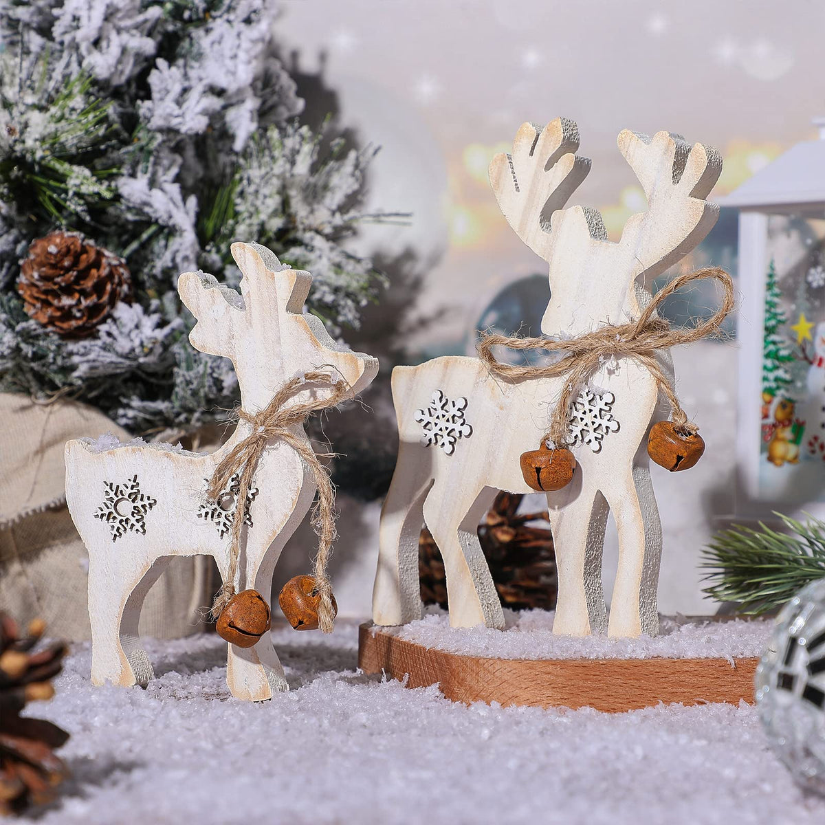 2 Pieces Reindeer Christmas Decor Christmas Deer Desk Decor Indoor Rus ...