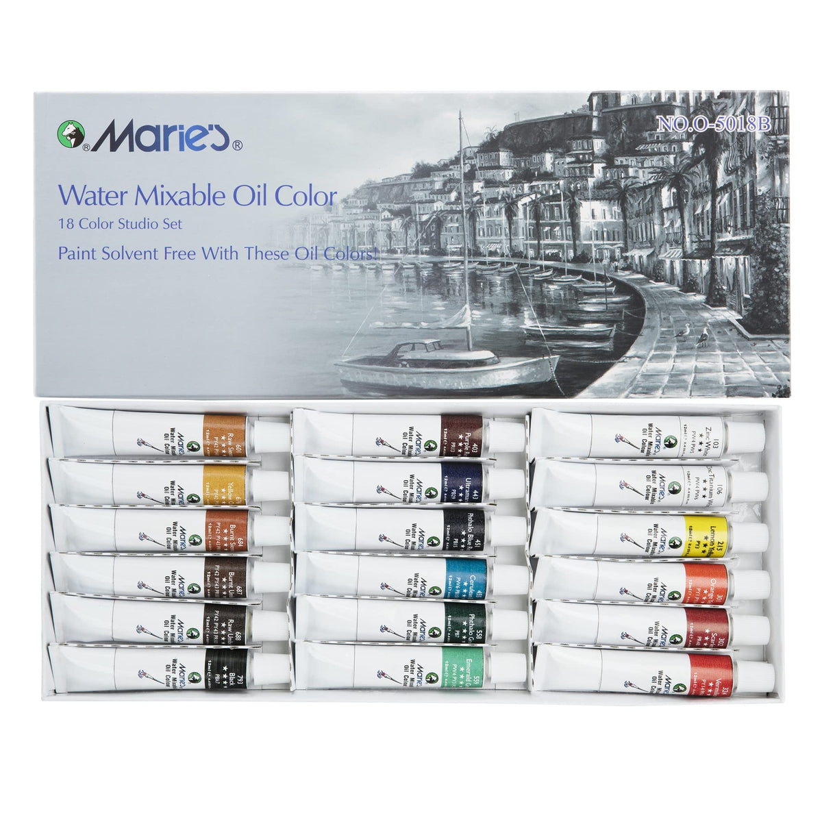 Marie's Water Soluble Oil Color Paint Set - 12ml Tubes - Solvent-Free ...