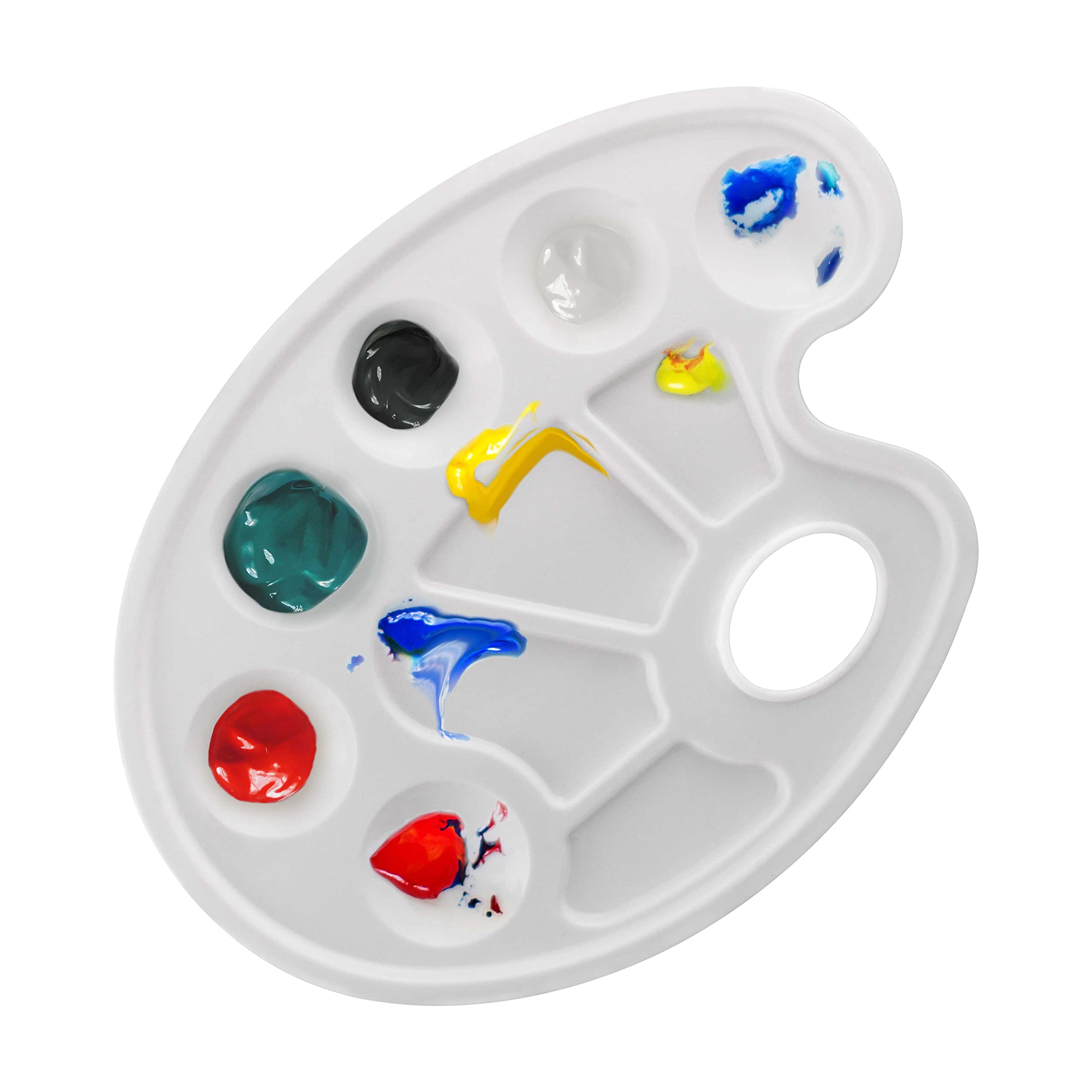 U.S. Art Supply 10-Well Plastic Artist Painting Palette - Paint Color ...