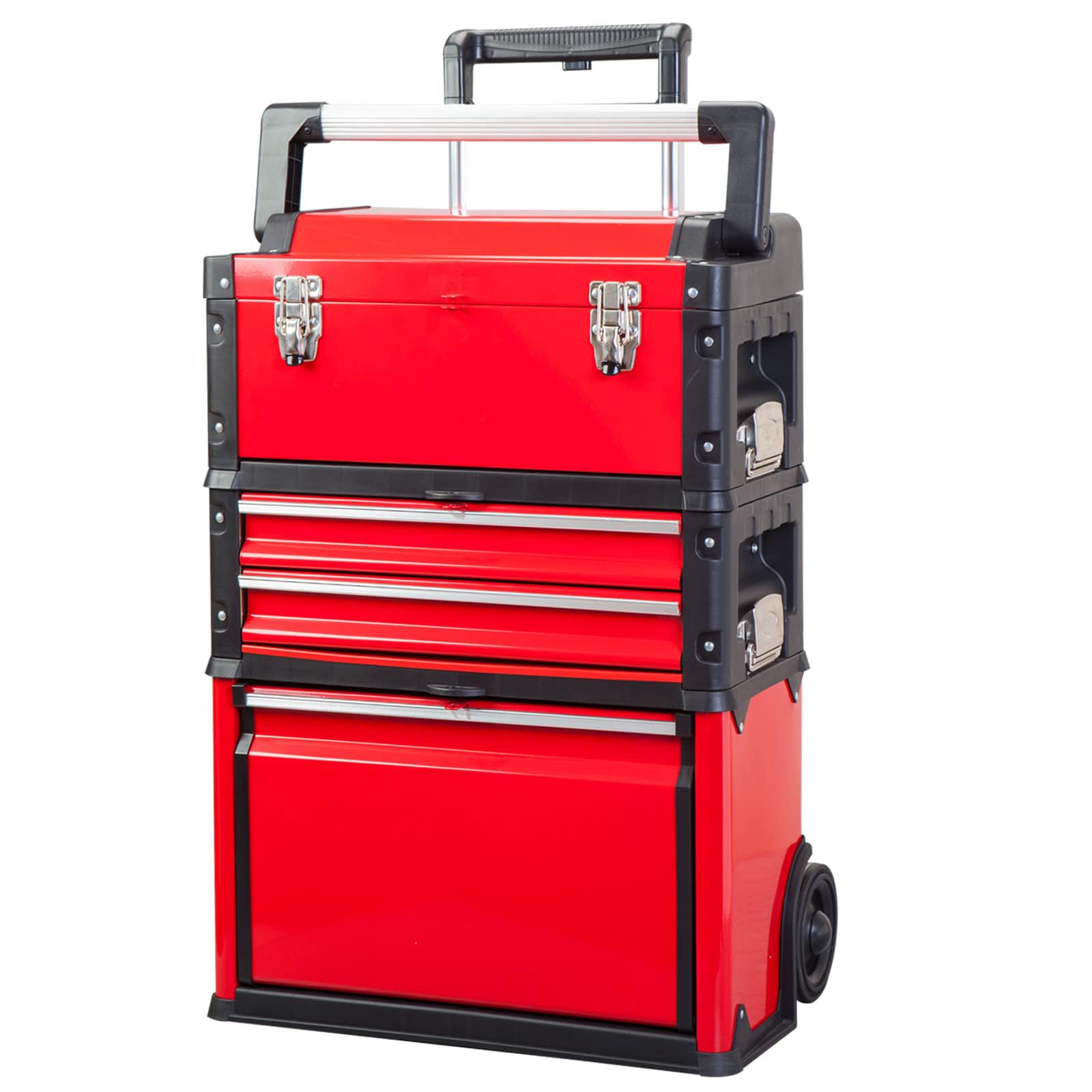 BIG RED Stackable Rolling Tool Box Portable Metal Toolbox Organizer,Separate Rolling Upright ...