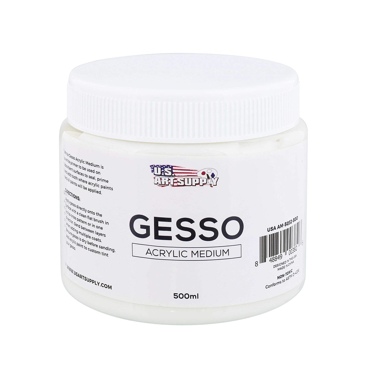 U.S. Art Supply White Gesso Acrylic Medium, 500ml Tub - 16.9 Ounces ov – WoodArtSupply
