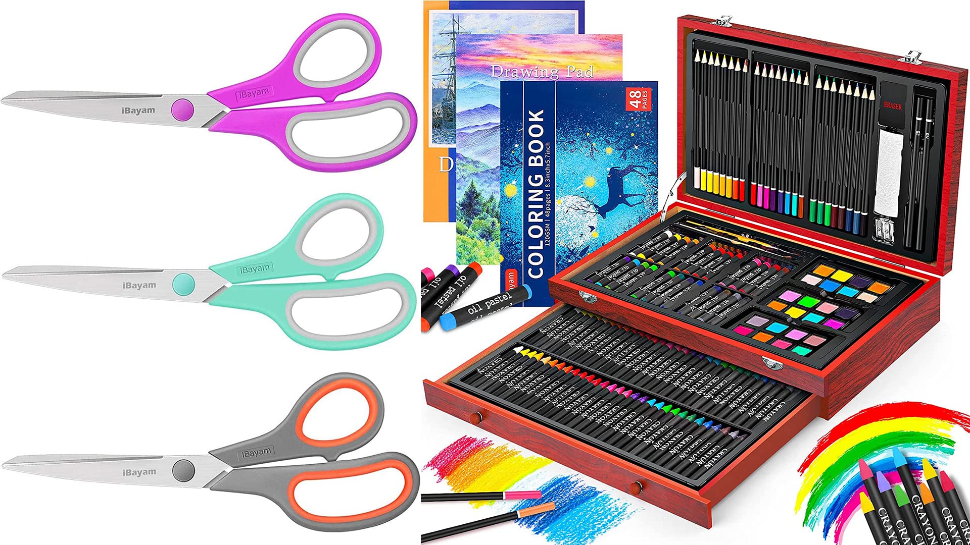 iBayam 8" Multipurpose Scissors & iBayam 150-Pack Deluxe Wooden Art Set – WoodArtSupply