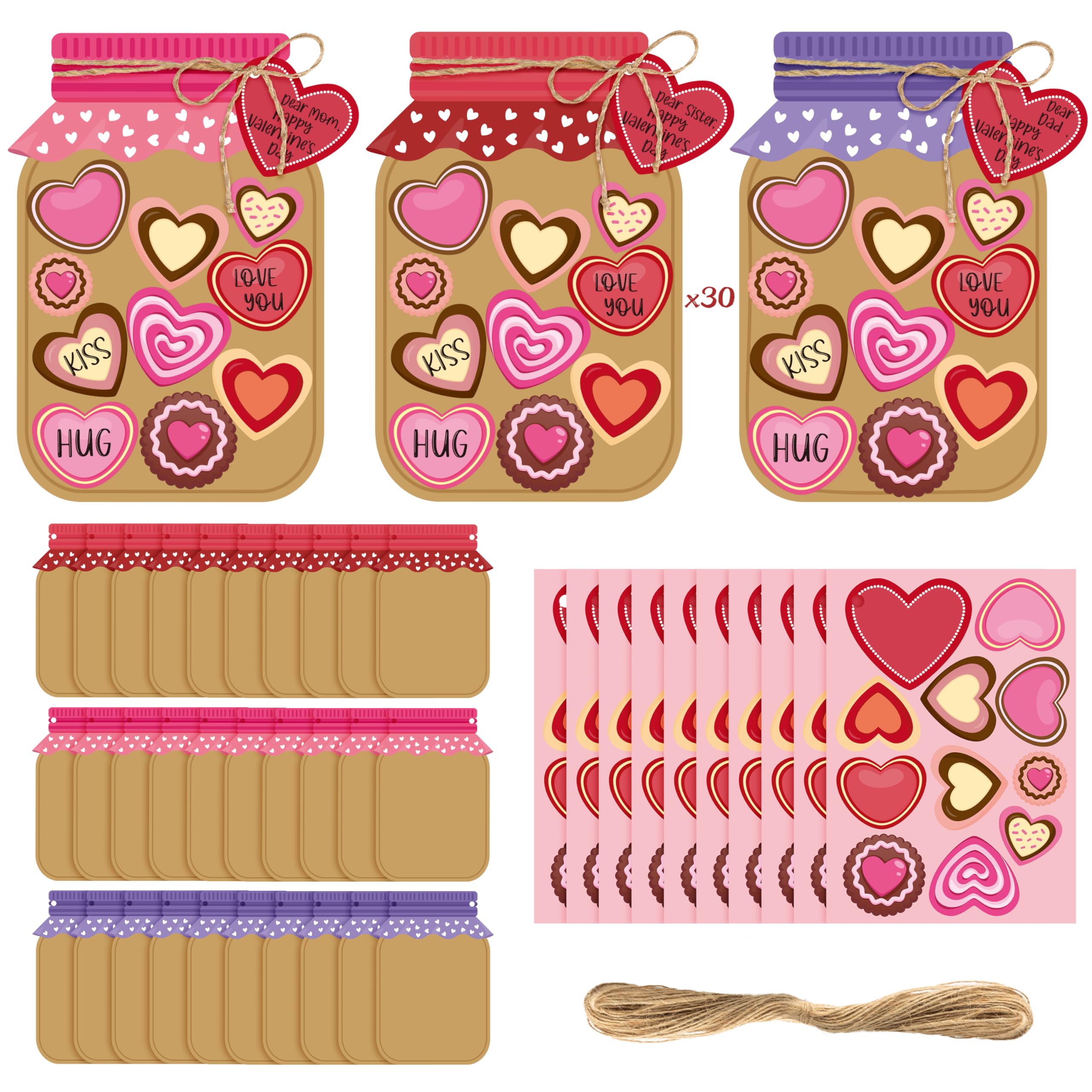 WATINC 30PCS Valentine’s Day Love Candy Jar Craft Kit, Make Your Own ...