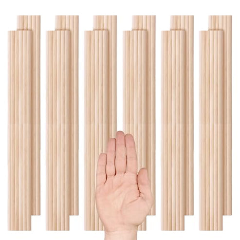 100PCS Dowel Rods 12 inch Wooden Dowel Rods 3/16 Inch Unfinished Wood ...
