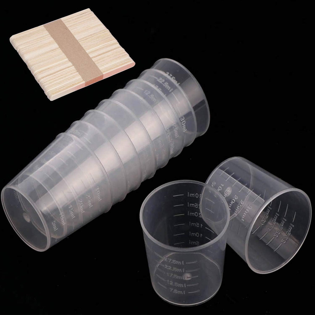 100 Pack 1oz/30ml Plastic Graduated Cups Transparent Scale Cups with 5 ...