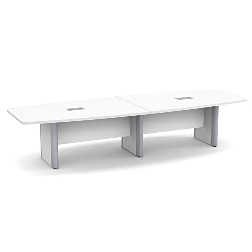 Thaweesuk Shop New White 12 FT Modern Boat Shaped Conference Table Woo ...