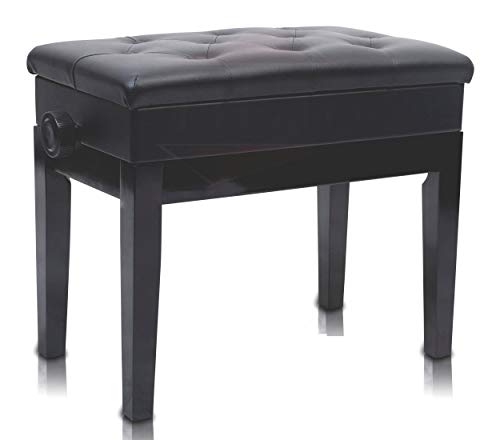 GRIFFIN Premium Antique Piano Bench | Adjustable Black Solid Wood Fram ...