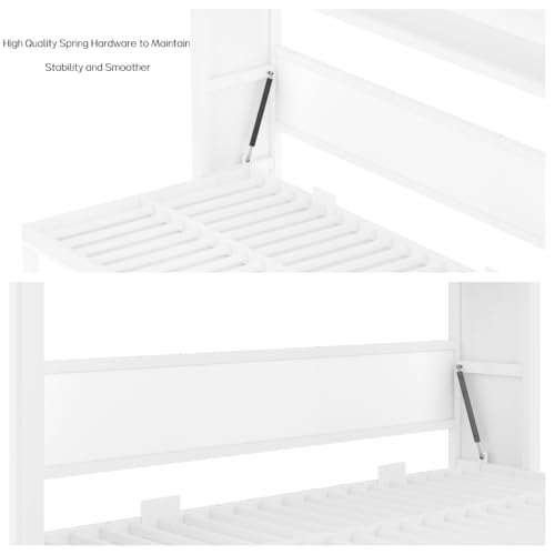 Twin Size Foldable Murphy Bed Frame with Shelf,Heavy-Duty Metal Wall B ...