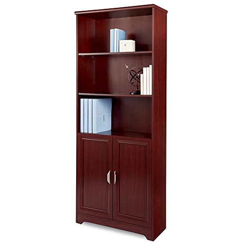 Realspace® Magellan 72"H 5-Shelf Bookcase with Doors, Classic Cherry ...