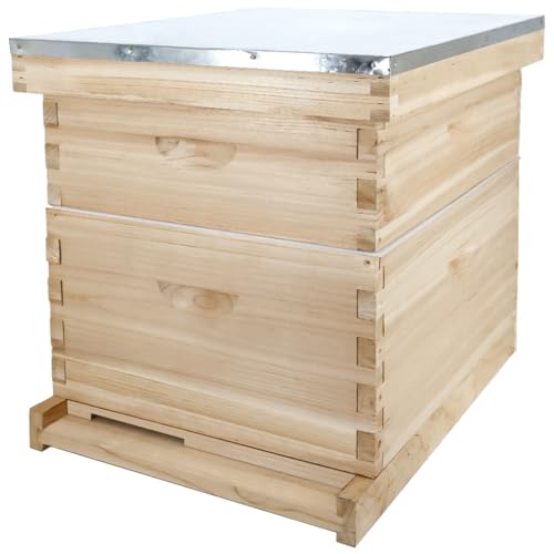 POLLIBEE Beehive 8 Frame Bee Hive Starter Kit, Bee Hives Include 1 Dee ...