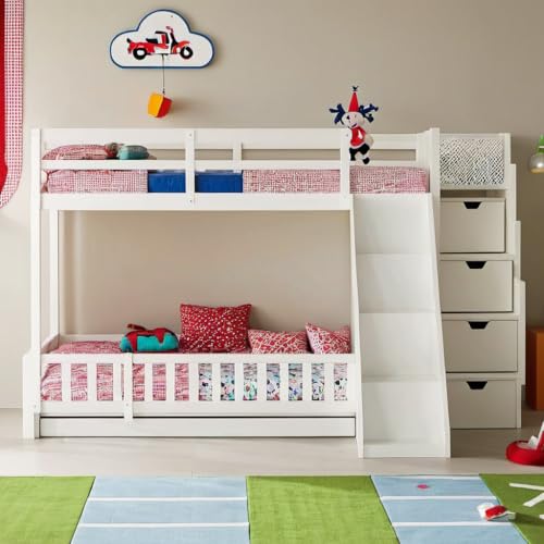 PVWIIK Twin Over Full Staircase Bunk Bed for Girls Boys,Kid,Wood Bunkb ...