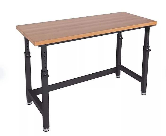 Heavy Duty Height Adjustable Workbench Table with Solid Wood Top, 1000 ...