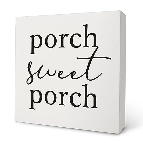 Knibeo Porch Wooden Box Sign - 5x5 Inch Outdoor Welcome Signs for Porch ...