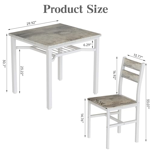 Hooseng 3 Piece Dining Table Set for 2, Small Wooden Kitchen Table wit ...