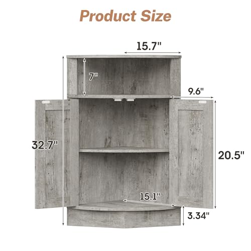 Vabches Corner Storage Cabinet, Farmhouse Small Floor Corner Cabinet w ...