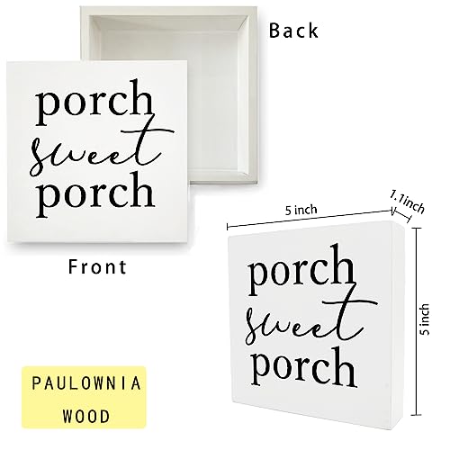 Knibeo Porch Wooden Box Sign - 5x5 Inch Outdoor Welcome Signs for Porch ...