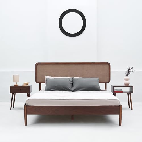 NTC Lupin Dark Walnut Wooden Bed Frame with Headboard - Effortless Ass ...