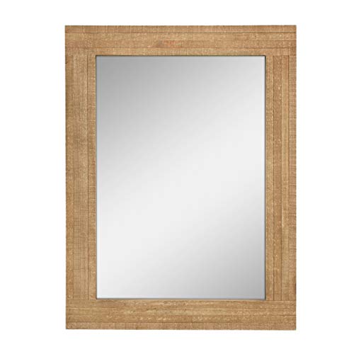Stonebriar 24" x 18" Rectangle Natural Wood Frame Wall Mirror with Att ...