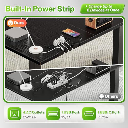 Huuger L Shaped Standing Desk with Power Outlets, 63 x 55 Inch Height ...