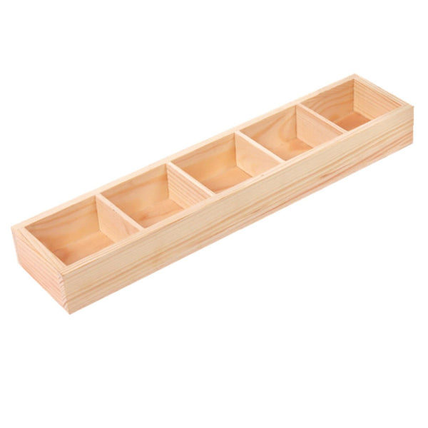 Enorteen 5-Grid Wooden Divided Storage Box - Decorative Craft Organize ...