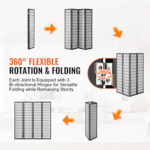 VEVOR Room Divider, 4 Panel Japanese Room Divider, Wood Folding Privac ...