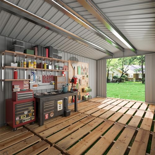 AirWire 8x12 FT Outdoor Storage Shed, Garden Shed with Updated Frame S ...