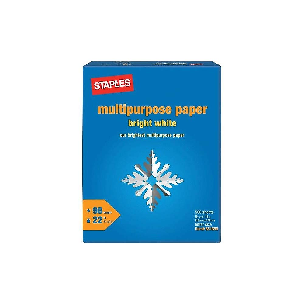 Staples Multipurpose Paper, 8 1/2" x 11", Bright White, Ream ...