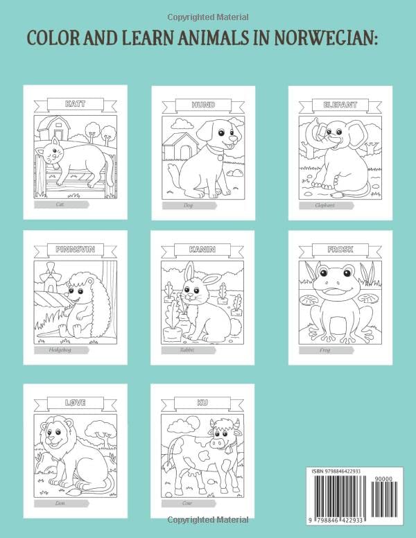 Learn Norwegian - 70 Animals in Norwegian Coloring Book: Color and Lea ...