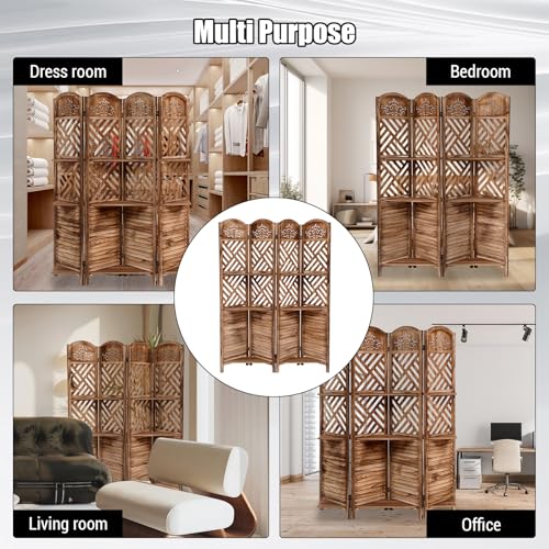 4 Panel Wood Room Divider Folding Privacy Screens, Folding Screen Room ...