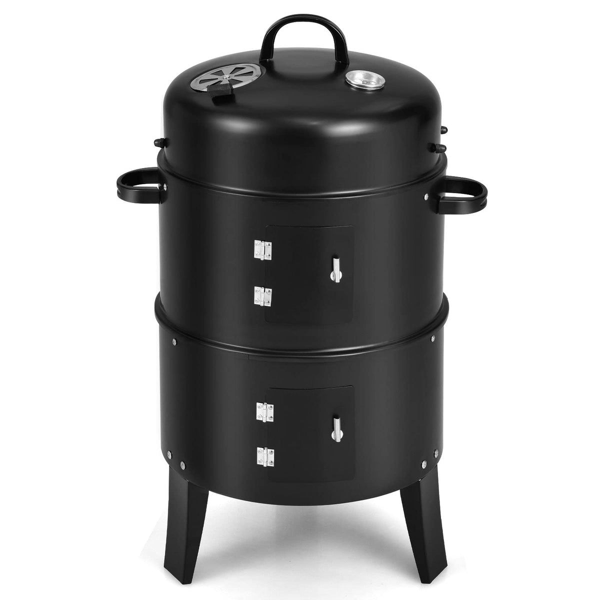 Giantex 3-in-1 Outdoor Smoker Grill, Portable Charcoal BBQ Grill with ...