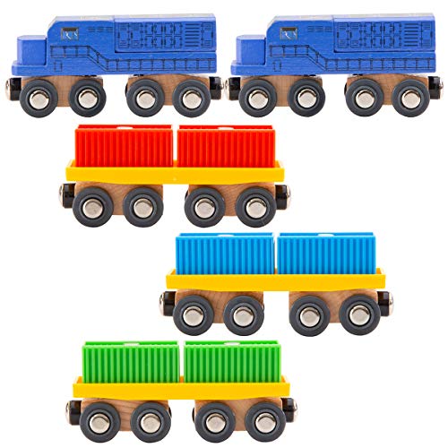 ORBRIUM 11 Pcs Intermodal Freight Trains Set for Wooden wood Railway I ...