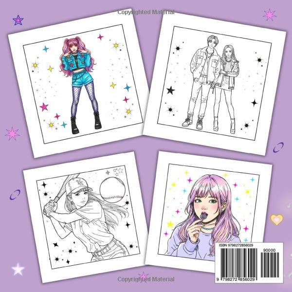 Cute K-Pop Coloring Book: Fun and Easy K-Pop Coloring Pages for Teens ...