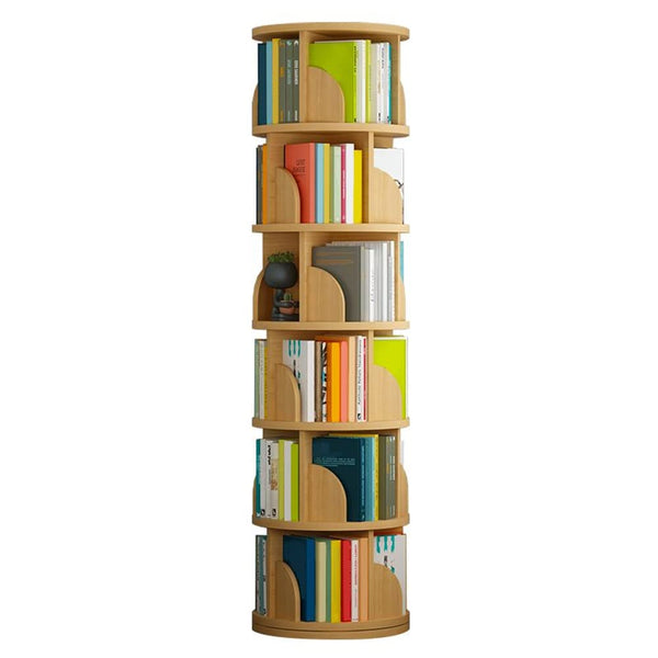 LITFAD Wood Bookshelf Revolving Bookcase Modern Bookshelves 360°Rotati ...