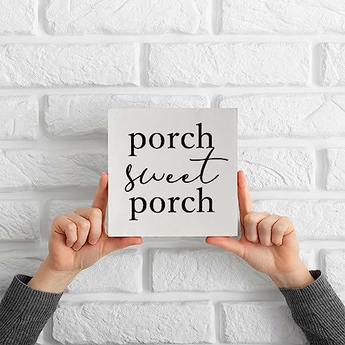 Knibeo Porch Wooden Box Sign - 5x5 Inch Outdoor Welcome Signs for Porch ...