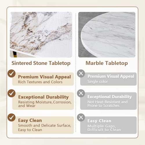 MUUOKY 6 Person Dining Table Set, Sintered Stone Dining Table Set for ...