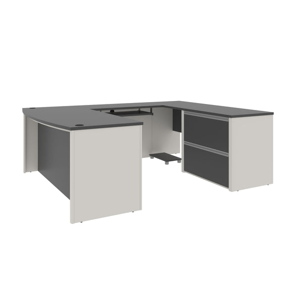 BESTAR Connexion U-Shaped Executive Desk with Lateral File Cabinet, Co ...