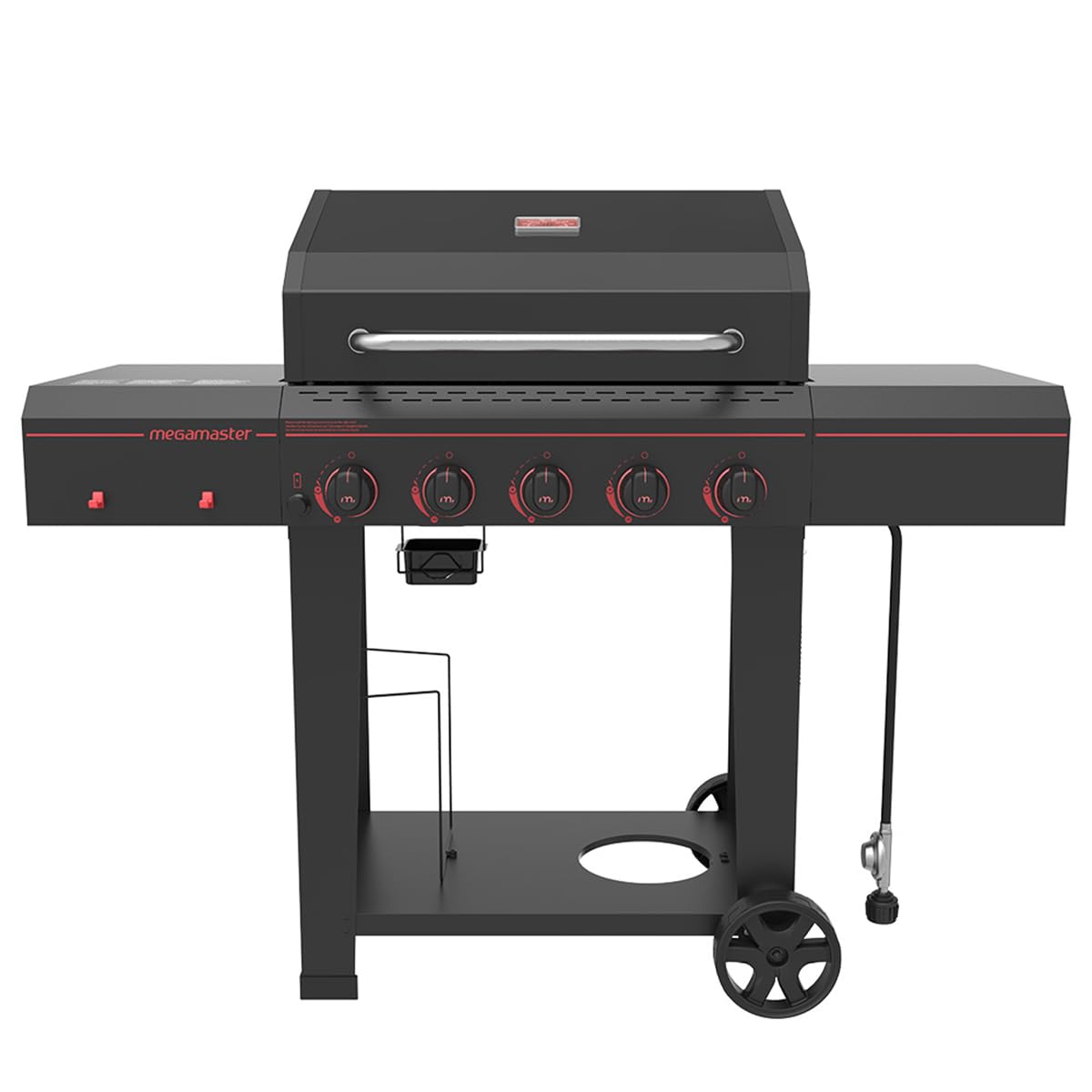 Megamaster 720-0982 5 Burner Propane Barbecue Gas Grill, Side Shelves ...