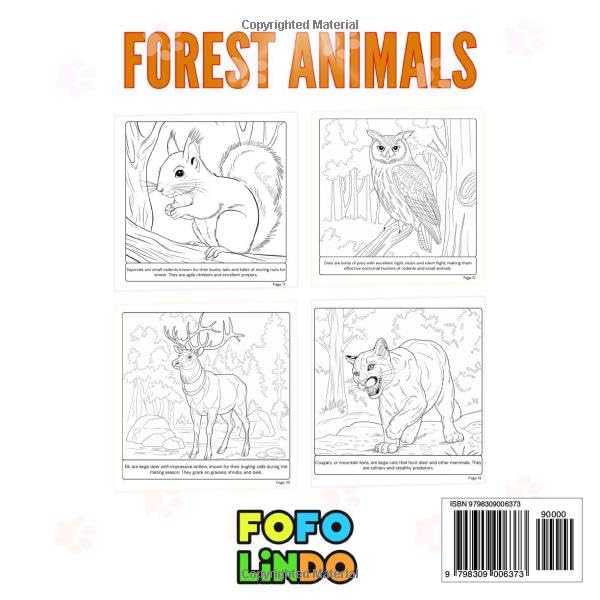 Forest Animals Coloring Book - Wildlife With Facts + Realistic Images ...