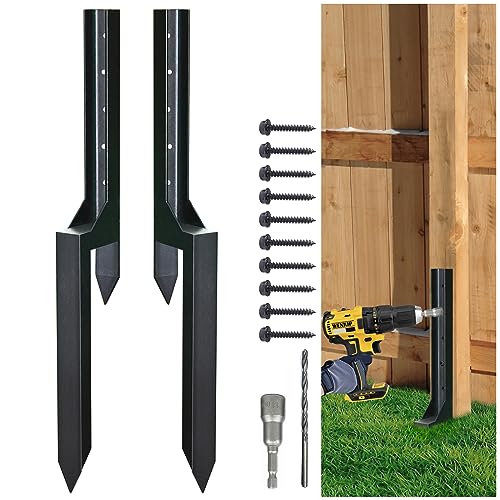 Fence Post Repair Steel Stakes: Anchor Ground Spike 2 Pack Support ...
