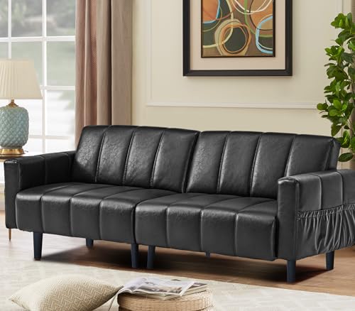 HMHKHN Comfy Faux Leather Couch for Chill Office Lounge, Adjustable Ba ...
