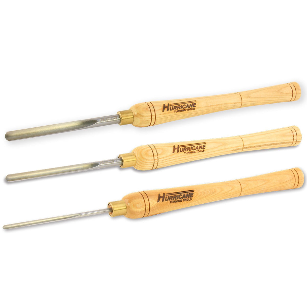 Hurricane Turning Tools, HSS, 3 Piece Spindle Gouge Set (1/4", 3/8" an ...