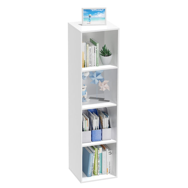 Nestwise 4 Tier Bookshelf, Freestanding Corner Storage Shelve Book Cas ...