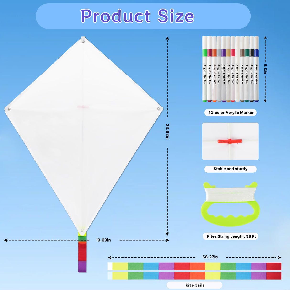 30 Pcs DIY Blank Kites for Kids in Bulk, Kite Making Kit for Kids, 23 ...