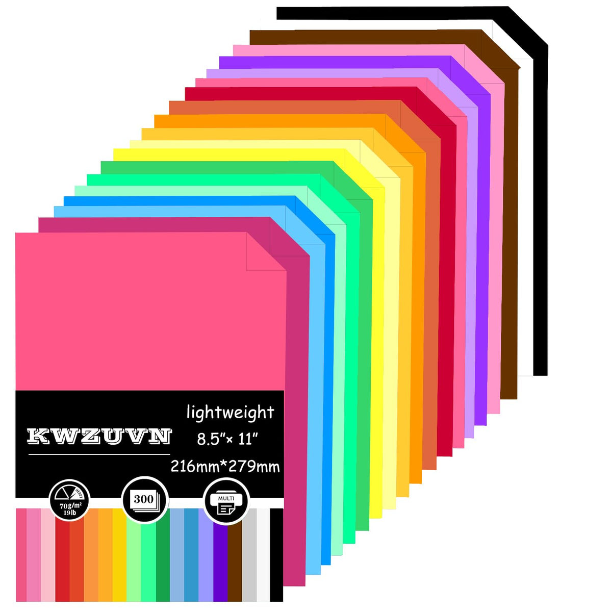 300 Sheets Colored Paper, 8.5 X 11 Colored Printer Paper Lightweight C ...