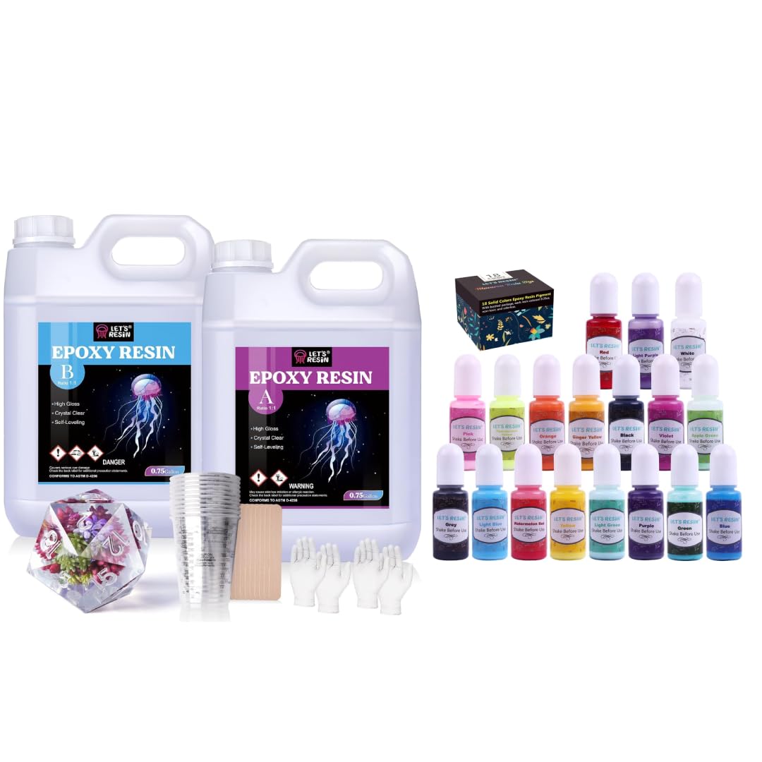 Bundle 1.5 Gallon Resin Epoxy Kit and 18 Colors Opaque Liquid Epoxy Pi ...