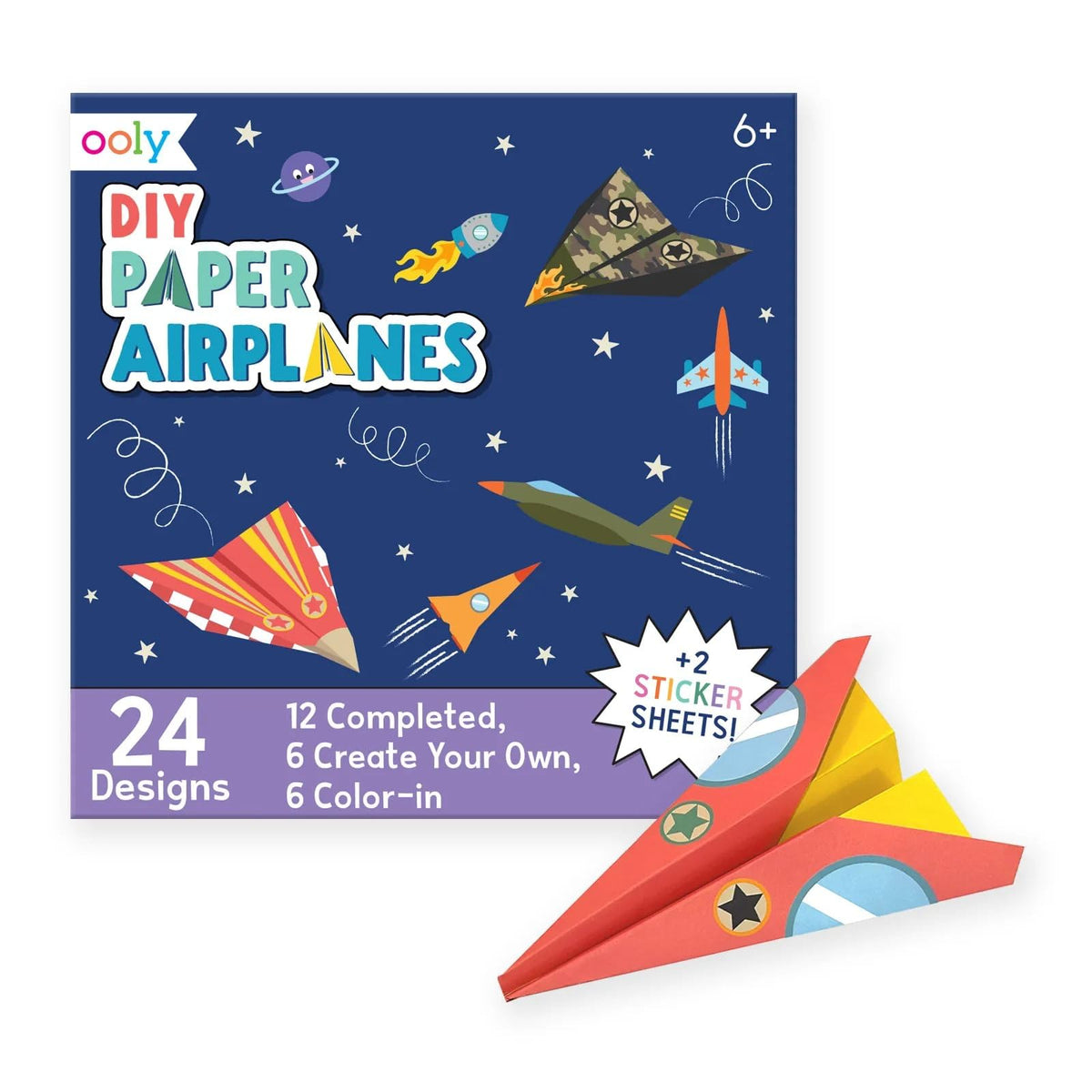 Ooly DIY Paper Airplane Book, 24 Paper Planes & Stickers, Kit Includes ...